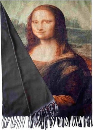 GFM Ch&acirc;le en laine m&eacute;lang&eacute;e, texture cachemire, peinture &agrave; base dart pour lautomne et lhiver -Leonardo Di Caprio-Mona Lisa- (PWSHL-FS-3681-A)