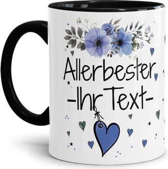 Tassendruck Tasse mit Spruch - Allerbester Ihr Name männlich - zum selbst Beschriften mit dem eigenen Kosenamen - Geschenkidee für den Liebsten - Innen & Henkel S