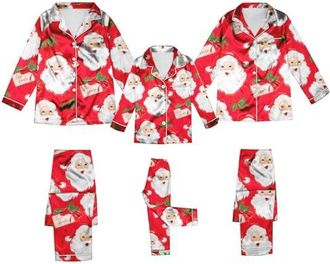 Generic Pyjama Noel Famille, Ensemble Pyjama Famille de Noël Vêtements Doublés de Nuit Tenue Hiver Assortis Noel Satin Manche Longue Imprimé Wapiti for Famill
