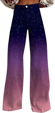 Generico Jeans Femmes Curvy Taille Haute Long Bootcut Jeans Femmes Grande Taille Vintage Jambe Large Baggy Pantalon En Denim Harem Couleur Unie &Eacute;l&eacute;gant Pantalo