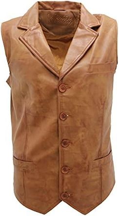 Infinity Leather Gilet élégant Bronzer en Cuir Véritable Pour Hommes L
