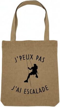 Fabulous Sac Shopping Tote Bag Aspect Lin - JPeux Pas Jai Escalade Grimpe Sport Nature - Sac de Courses Toile Epaisse 360g Beige Naturel Cabas Port&eacute; Epaule Sol