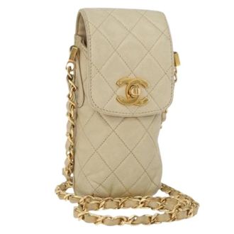 Chanel Sac bandouli&egrave;re vintage en cuir dagneau doccasion - Femme - Pre-owned - Beige - Taille: ONE Size