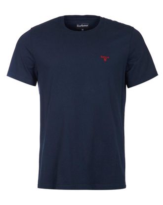 Barbour T-Shirt, Rundhals, Tartan-Stickerei, einfarbig in