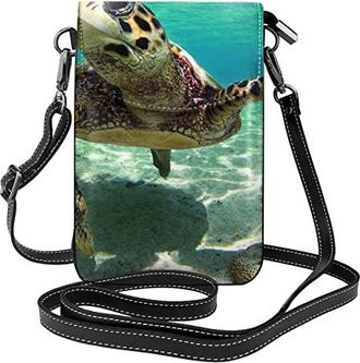 IUBBKI Porte-monnaie pour téléphone portable tortue de mer - petit portefeuille en cuir à bandoulière pour femmes, sac à bandoulière, carte de transport, cos
