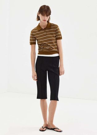 Mango Pull-over maille col polo caramel - Femme - XXS - MANGO