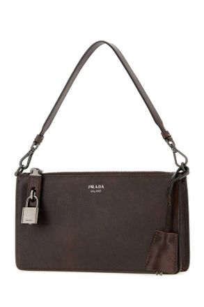 Prada Leather Card Case - Brown