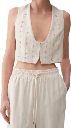 Liu Jo Femme, Vestes, Beige, Taille: 36 FR Cremino Stripe Gilet