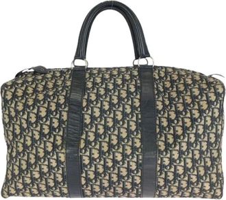 Dior unisex, Pre-owned, Bleu, Taille: ONE Size Pre-owned Trotter Canvas Leather Boston Bag
