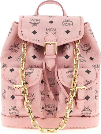 MCM Sac &agrave; dos Stark avec Monogramme et D&eacute;tail Cha&icirc;ne - Femme - Sacs - Rose - Taille: ONE Size