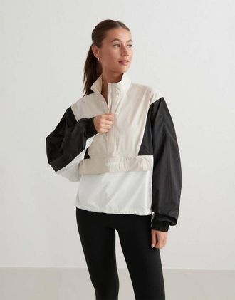 Aim'n Café au lait - Veste coupe-vent color block - Beige-Neutre