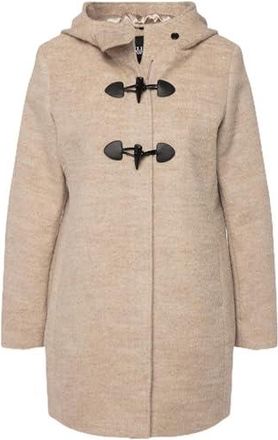 Ulla Popken Femme Duffle-Coat en Laine mélangée, Ligne en A avec Capuche, Manches Longues et Boutons oblongs Mastic foncé 50+ 825502300-50+