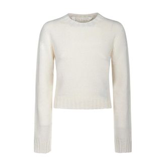 Palm Angels Femme, Pulls, Beige, Taille: 38 FR Pull Tricot&eacute; Blanc Ivoire