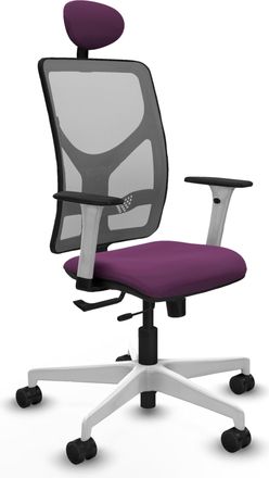 Piqueras y Crespo Schreibtischstuhl mit wei&szlig;en und schwarzen Armlehnen, h&ouml;henverstellbarer Lendenwirbelst&uuml;tze und festem Kopfteil, ausgestattet mit Syncro/Traslack. Gra