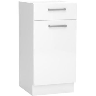 PEGANE Meuble bas de cuisine avec 1 porte et 1 tiroir coloris blanc - longueur 40 x profondeur 44,60 x hauteur 82 cm