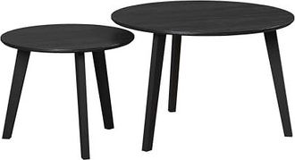 Trendteam Ronin - Couchtisch - Schwarz/Schwarz lackiert - 2 Wohnzimmertische rund - (BxHxT) 50 x 39 x 50/70 x 45 x 70 cm - 2 Satztische - F&uuml;&szlig;e aus Massivholz