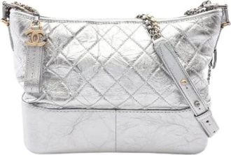 Chanel Pre-owned Gabrielle Hobo Sac bandouli&egrave;re en cuir - Femme - Pre-owned - Gris - Taille: ONE Size