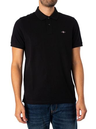 GANT Herren REG Shield SS Pique Polo Polohemd, Black, XS