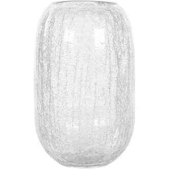 Beliani Beliani - Vase &agrave; fleurs D&eacute;coratif 28 cm Verre Rond Effet Craquel&eacute; Transparent Kyrakali