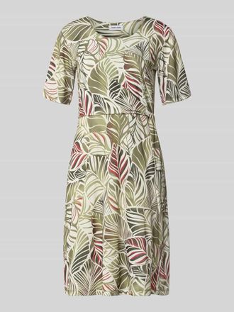 More & More Knielanges Kleid im Allover-Look mit Rundhalsausschnitt