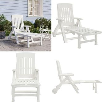 vidaXL Vidaxl - Klappliege mit Rollen Wei&szlig; pp - Sonnenliege - Gartenliege - Klappliege - Outdoor M&ouml;bel - Pool Accessoire - Home & Living