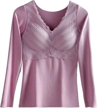Generic sous Pull Femme Haut Thermique Femme sous Pull Thermique Femme Doux Glamour Top Thermique &Eacute;pais Col Rond Ajust&eacute; Manches Longues sous Couche Minceur po