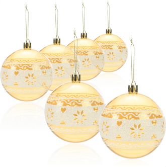 Com-Four 6X Weihnachtskugeln, Christbaumkugeln bruchsicher aus Kunststoff für Weihnachten, Baumschmuck für den Christbaum mit Anhänger