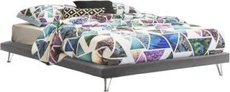 Talamo Italia Doppelbett Isabella, Festbett aus Stoff mit F&uuml;&szlig;en, 100 % Made in Italy, geeignet f&uuml;r Matratze 160 x 190 cm, Grau