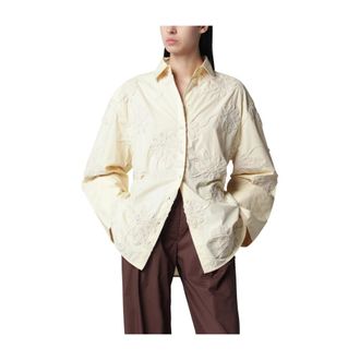 Rotate Rotate Birger Christensen, Femme, Blouses et Chemises, Jaune, Taille: 38 FR Flower Oversized Shirt