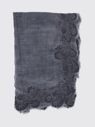 Faliero Sarti &Eacute;charpe en m&eacute;lange de laine avec broderie florale et ourlet frang&eacute;