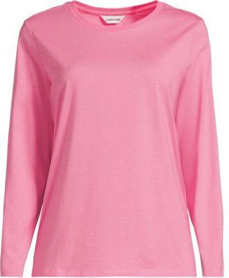 Lands End Langärmeliges Supima-Shirt mit Rundausschnitt, Damen, Größe:52-54 plus, Pink, by Lands End