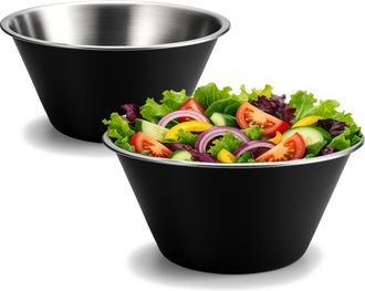 Com-Four 2-teiliges Sch&uuml;ssel-Set aus Edelstahl - stapelbare Salatschale - Edelstahlsch&uuml;ssel zum Backen, Servieren und Snacken - R&uuml;hrsch&uuml;ssel - Wasserschale f&uuml;r