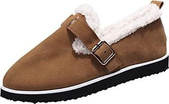 Generic Mocassins dhiver chauds &agrave; enfiler pour femme avec doublure en fausse fourrure en daim avec boucle de ceinture - Bottines dext&eacute;rieur antid&eacute;rapantes en 