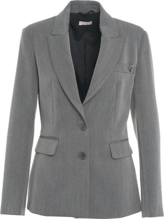 Liu Jo Femme, Vestes, Gris, Taille: 38 FR Blazer Coupe Slim