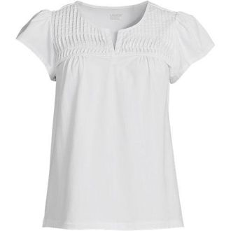 Lands End Baumwolle/Modal-Shirt mit Biesen, Damen, Größe:48-50 plus, Weiß, Baumwolle/Elasthan/Baumwolle Modal, by Lands End