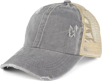 styleBREAKER Cap Ponytail Baseball Cap Used Look mit Mesh Einsatz