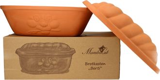MamboCat Terrakotta-Topf Berti zur Brot-Aufbewahrung I 100% Natur Ton-Behälter mit Deckel hält Toast & Brötchen länger frisch I Ton Brotbox großer Keramik-Brot