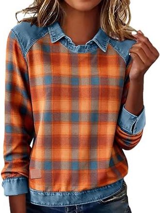 Generic Chemisier Femme Chic Et &Eacute;l&eacute;gant Coton T Shirt Confortable Manches Longues Blouse Col en V Boutonn&eacute; Haut Couleur Unie Chemisier Soft Casual Tops V&ecirc;teme