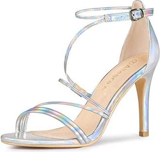 Allegra K Sandales à Talons Hauts à lanières Fête pour Femmes Argent 39