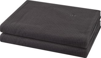 ROSS 2 teiliges Frottier-Set - Pique (2 X Duschtuch im Set) - 520 g/m2 - Baumwolle - Pique - saugstark - weich und flauschig - Anthrazit