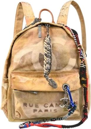 Chanel unisex, Pre-owned, Beige, Taille: ONE Size Sac &agrave; dos en toile vintage Pre-owned