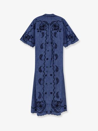 Zimmermann Womens Long Denim Dress Aster Blue Cotton