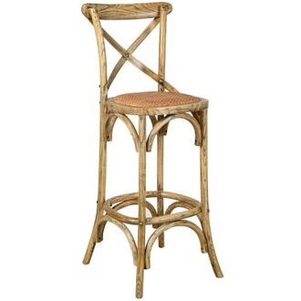 Aubry Gaspard Aubry Gaspard - Tabouret de bar bois et rotin Bistrot chic