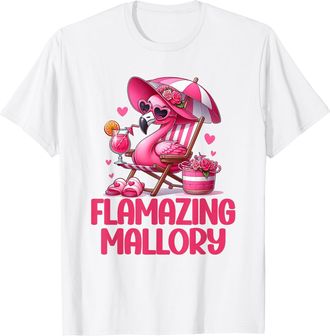 BDAZ Flamazing Mallory Pink Flamingo Tropical Beach Scene Damen T-Shirt