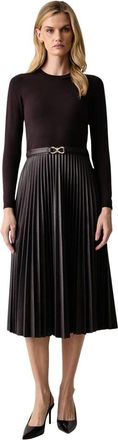 Twinset Robe midi pliss&eacute;e - Femme - Robes - Brun - Taille: 36 FR