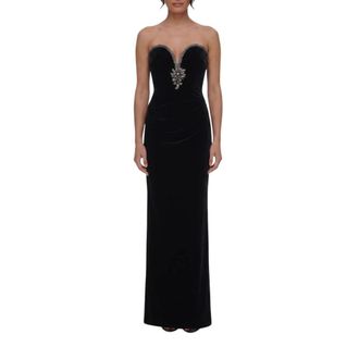 Self Portrait Halter-R&uuml;schen-Maxikleid - - Dresses - Damen - Schwarzk - M