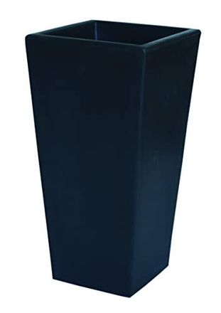 KLORIS Moderne Vase, quadratisch, für Innen- und Außenbereich, 30 x 30 cm, Modell: EGIZIO Höhe 40 cm, Schwarz Graphit, mit großem Fassungsvermögen