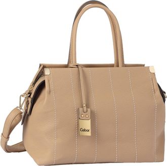 Gabor Shopper GABOR Gela Stripe, Damen, Gr. B/H/T: 35cm x 24cm x 13,5cm, beige (camel), Polyurethan, clean, gepflegt, unifarben, Taschen Shopper, feine Deta