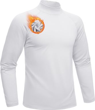 Magcomsen Funktionsshirt Herren Langarm Rollkragenpullover Basic Turtleneck Warm Fleecepullover mit Innenfleece, Weiß, XXL