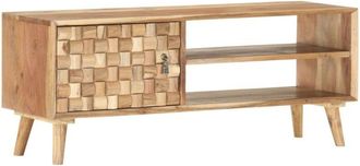 vidaXL Armoire &agrave; t&eacute;l&eacute;vision avec 2 compartiments et porte en bois finement sculpt&eacute;e